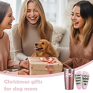 Golden Associate Dog Mom Gifts for Women, Puppy Themed Tumbler 20 oz Coffee Mug Cup and Funny Socks Set for Dog Mother Lovers Owners for Christmas (Rose gold)