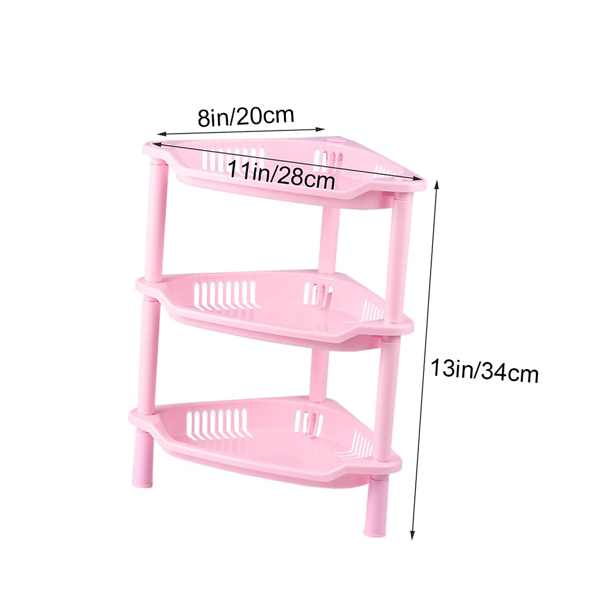 BUGUUYO 3Layer Plastic Small Storage Organizer Basket Corner Shelf Rack for Home Bathroom Kitchen Compact Design for Efficient Space Saving