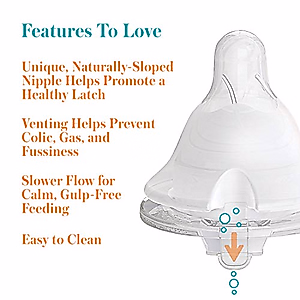 Evenflo Feeding Balance + Wide Neck BPA-Free Silicone Medium Flow Baby Bottle Nipple - 3 Months+, 6ct