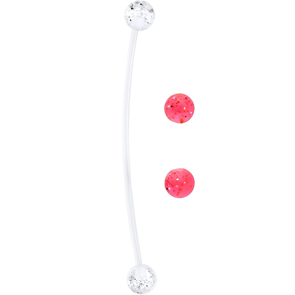 Body Candy Pregnancy Belly Button Ring Clear and Pink Acrylic Glitter Pack