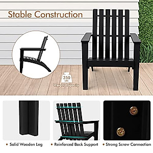 Tangkula Adirondack Chair Acacia Wood Outdoor Armchairs, Weather Resistant for Patio Garden Backyard Deck Fire Pit, Lawn Porch Furniture & Lawn Seating, Campfire Chairs, Adirondack Lounger (2, Black)