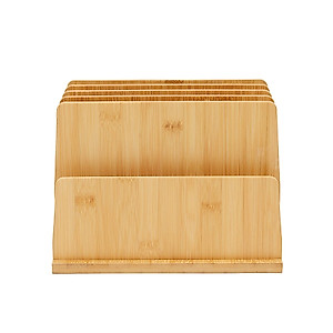 Paper Junkie Bamboo Wood Mail, File, Letter, and Envelope Organizer with 5 Slots for Office Desk (10 x 7 In)