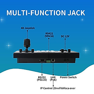 Zowietek PTZ Camera 4D Joystick Controller PoE| PTZ Universal Keyboard | Visca PELCO-D/P | RS232 RS422 RS485 | Controller for NDI PTZ Camera Live Streaming in Church, Meeting, Video Conference