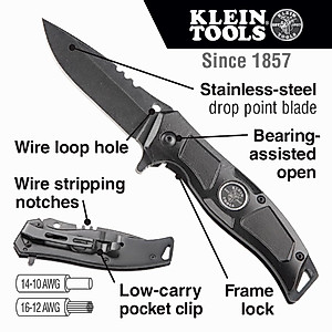 Klein Tools 80115 Backpack Kit with Tradesman Pro 39-Pocket Backpack and Electricians Pocket Knife, 2-Piece