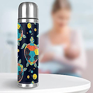 Colorful Aesthetic Sea Turtles Vacuum Insulated Water Bottle Stainless Steel Thermos Flask Travel Mug Coffee Cup Double Walled 17 OZ