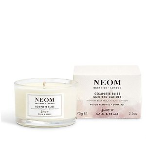 NEOM- Complete Bliss Scented Candle, Travel Size | Blush Rose, Lime & Black Pepper | Essential Oil Aromatherapy Candle | Scent to De-Stress