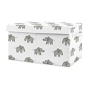 Sweet Jojo Designs Grey and White Elephant Boy or Girl Small Fabric Toy Bin Storage Box Chest For Baby Nursery or Kids Room - Gray Watercolor Safari Jungle Animal