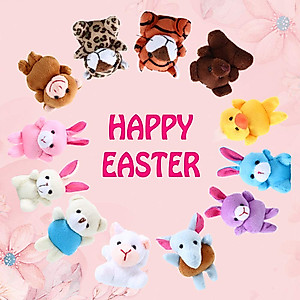 ThinkMax 12 pcs Easter Eggs Filled with Mini Plush Animals Toy for Easter Basket Stuffers/Fillers, Eggs Hunt, Party Favor