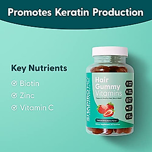 Hair Gummy Vitamins - Vegan Supplement for Healthy Hair, Skin, and Nails with Biotin, Vitamin A, Vitamin C, Vitamin D, Vitamin E, Folate, Iodine, and Zinc | Shapiro MD (2)