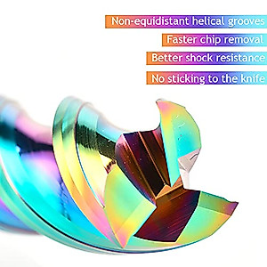 1/8" Carbide Square End Mill for Aluminum Copper Applications, 3-Flute,1/8" Cutting Diameter,1/8" Shank,DLC Coating, CNC Router Bits, End Mill Bits, U-Type Design, 10-Pack (3.175 * 3.175 * 15mm)