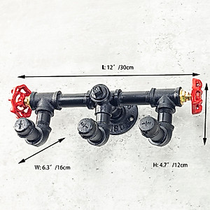 Y-Nut Industrial Pipe Robe Towel Rack Hooks - Rustic Iron Clothes Coat Hanger Holders with Screws and Valve HOOK-03-V