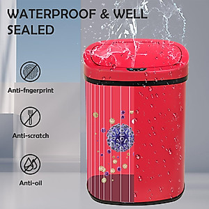 Automatic Trash Can, 13 Gallon Kitchen Trash Can, Touchfree Garbage Cans for Kitchen, Stainless Steel Trash Can with Lid, Motion Sensor Trash Cans, Tall Electric Metal Garbage Can for Office (Black)