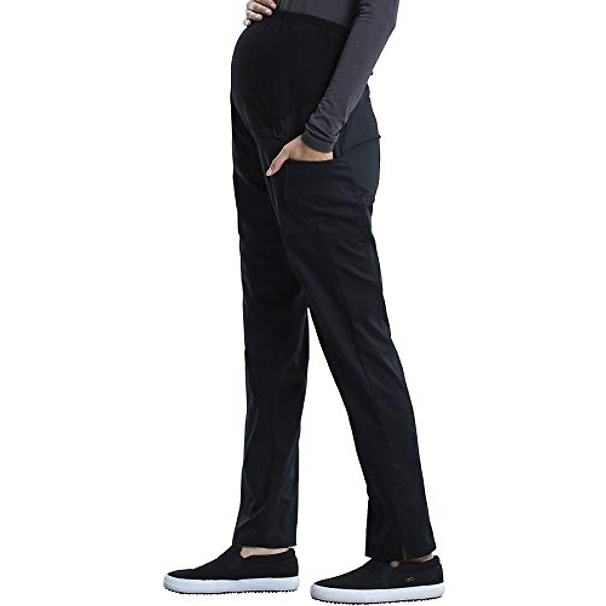 Cherokee Women Scrubs Pant Workwear Revolution Maternity Straight Leg WW155, M, Black