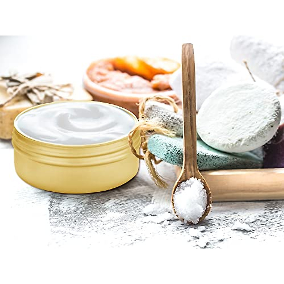 Gold 2 Ounce Aluminum Tin Jar Refillable Containers 60 ml Aluminum Screw Lid Round Tin Container Bottle for Cosmetic, Lip Balm, Cream, 30 Pcs