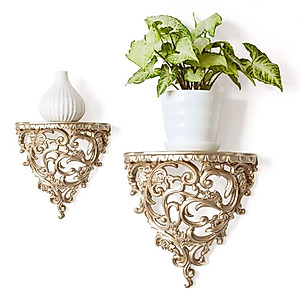 Xnferty Floating Shelves, European Installation Baroque Hollow Decoration Shelves, Wall Hanging Shelves Storage Racks, European Hollow Unique Art Elements Home Living Room Decorations