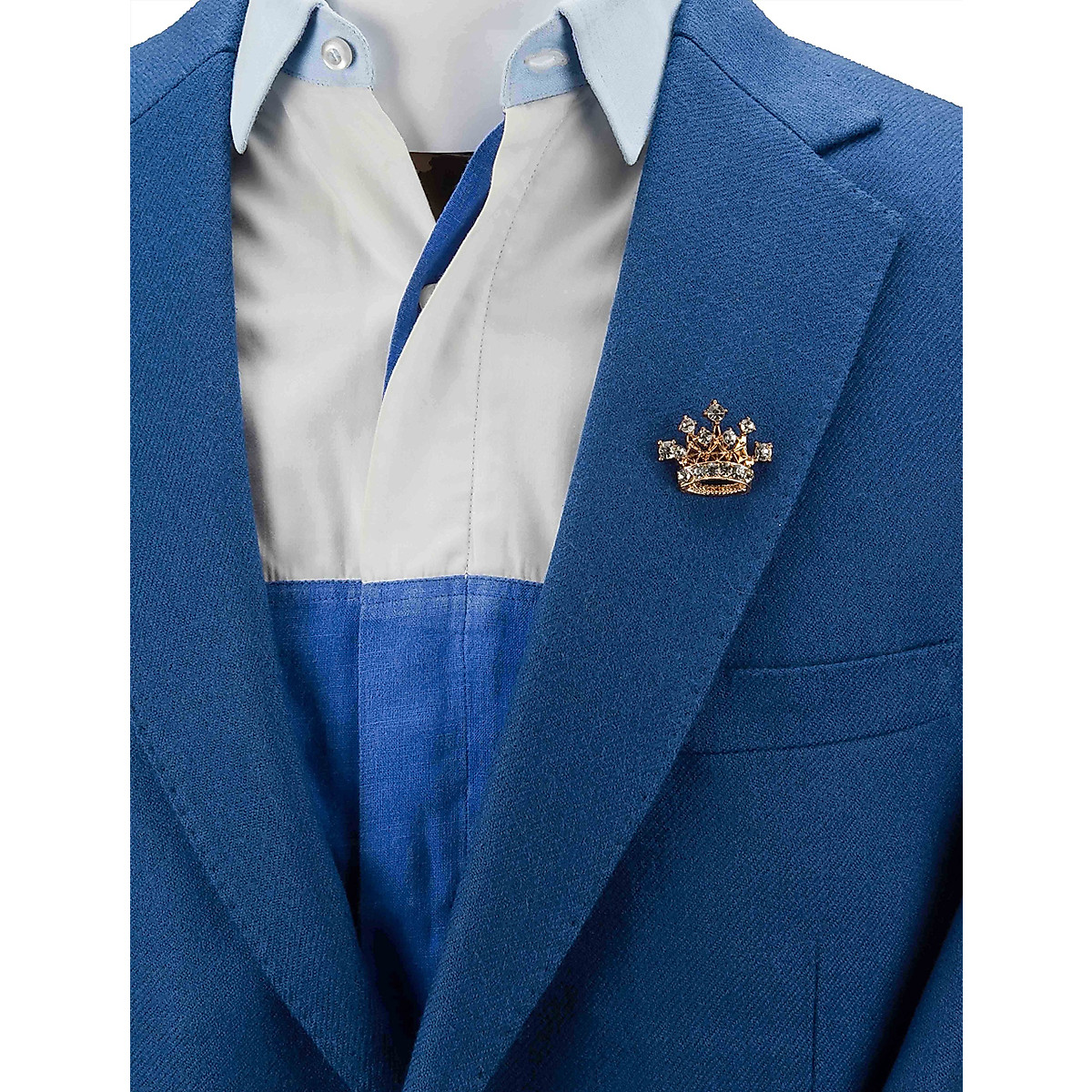 Knighthood Men's Golden Crown With Stone Detailing Lapel Pin/Brooch Golden