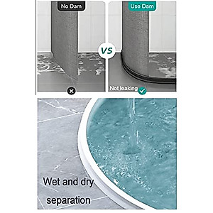 3" High Shower Water Splash Guard 67 Inch Collapsible Shower Threshold Water Dam Barrier Shower Dam Water Stopper To Keep Water In Shower Splash Guard For Walk In Shower Water Guard (5.6Ft）