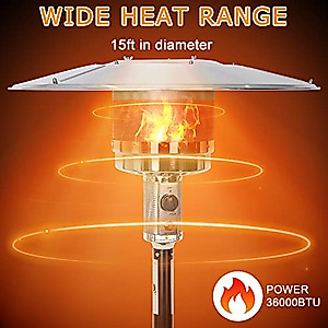 LUCKYERMORE Outdoor Patio Heater for Propane with Wheels, 87”High Outdoor Patio Heater Gas Heat for Commercial and Residential,36000 BTU,ETL Certified