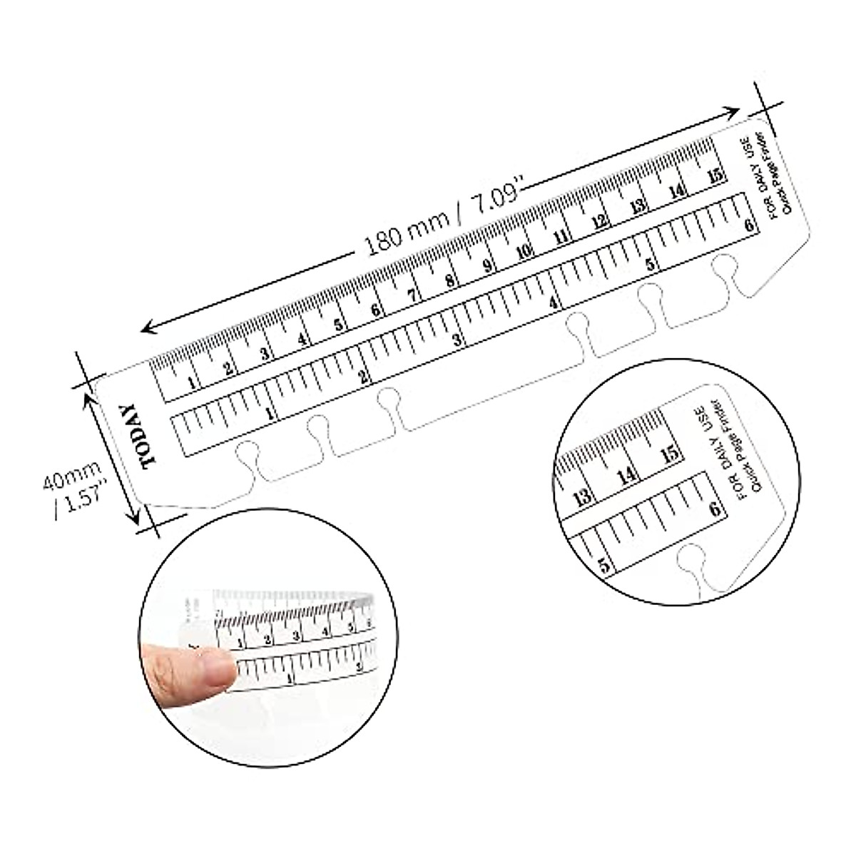 10 Pack Clear Ruler Bookmark Plastic Binder Divider A6 Straight Ruler Page Markers Today Planner Page Finders for A6 6 Ring Notebook Binder Refillable Journal