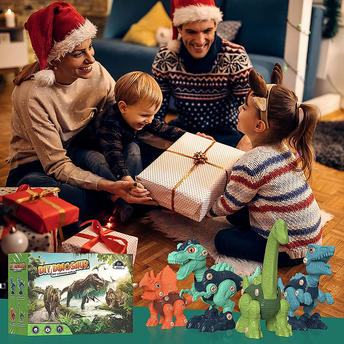 dmsbuy Take Apart Dinosaur Toys for Kids Building Toy Set with Electric Drill Construction Engineering Play Kit STEM Learning for Boys Girls Age 3 4 5 Year Old (Take Apart Dino)