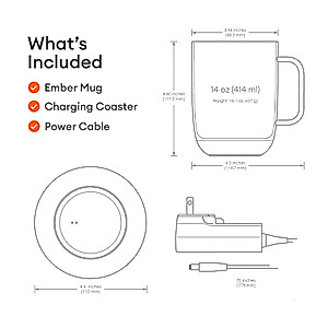 Ember Temperature Control Smart Mug 2, 14 Oz, App-Controlled Heated Coffee Mug with 80 Min Battery Life and Improved Design, White