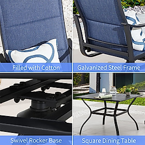 PatioFestival Patio Dining Set 5 Pieces Metal Frame Outdoor Furniture Sets Outside Swivel Rocker Chairs Suqare Table with All Weather Frame (Blue)