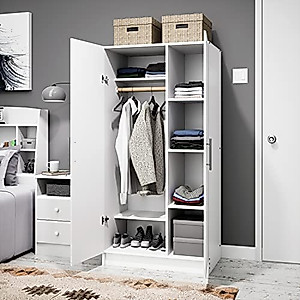 Prepac Elite Wardrobe with Storage, White