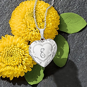 Ross-Simons Single-Initial - Sterling Silver Heart Locket Necklace. 18 inches