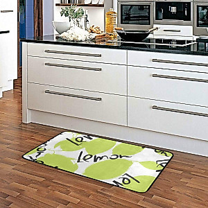 Kitchen Rugs Green Lime and Lemon Design Non-Slip Soft Kitchen Mats Bath Rug Runner Doormats Carpet for Home Decor, 39" X 20"