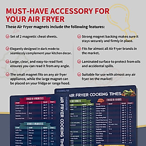 KW.Libite Air Fryer Cheat Sheet, Air Fryer Cookguide for Beginners, Air Fryer Recipes,Air Fryer Cooking Chart Air Fryer Magnetic Cheat Sheet, Air Fryer Guide