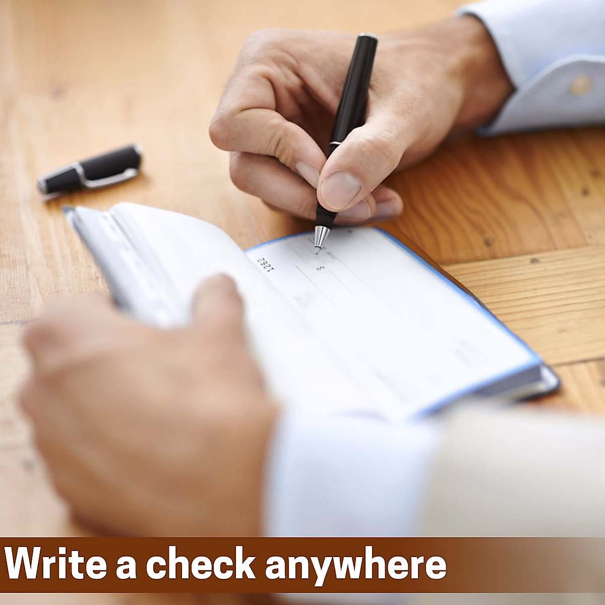 Aurya Leather Checkbook Cover Holder with Free Divider Right Handed with Middle Pen Design Checkbook Cover Case for Women/Men