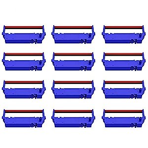12 Pack Compatible SP700 Printer Ribbon B/R Replacement for Star RC-700BR SP-700BR SP-712 SP-742 Ink Ribbon, Black and Red