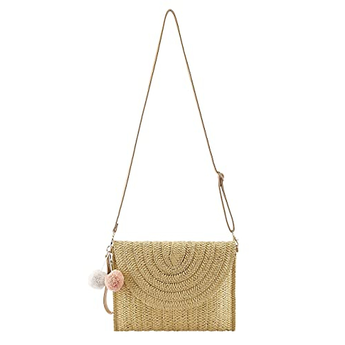Ayliss Women Straw Shoulder Handbag Crossbody Clutch Purse Handbag Evening Summer Beach Handmade Woven Evenlope Straw Bag (Khaki)