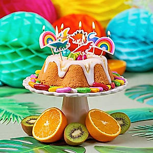 Talking Tables Dino Dinosaur Birthday Candle Cake Toppers, Pack of 6, Wax Height 3cm, 1", Mixed Colors