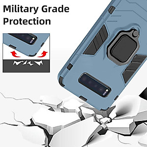 AKABEILA Case for Samsung Galaxy S9 Plus Shockproof Silicone Phone Case Heavy Duty Full Body Armour Dual Layer Protective Cover with Finger Ring Kickstand [Support Magnetic Car Mount] Blue