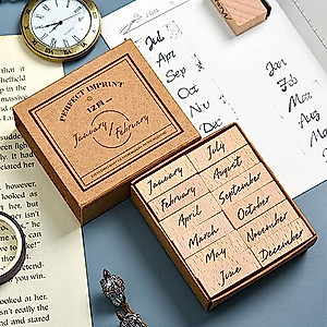 Operitacx Office Decor 24Pcs Month Stamp Decorative Stamp DIY Diary Stamp Journal Monthly Stamp Journal Wooden Stamp Wood Decor