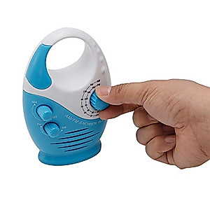 Waterproof Shower Radio, Splash Proof AM/FM Radio with Top Handle for Bathroom Outdoor Use - Built-in Speaker & Adjustable Volume(Blue and White)