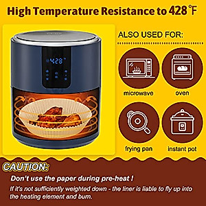 120 Pcs Air Fryer Disposable Paper Liner, 7.9-inch Liners for Air Fryer [ Fit 5-8 QT ], Non-stick Parchment Paper for Frying, Baking, Cooking, Roasting and Microwave - Unbleached, Oil-proof