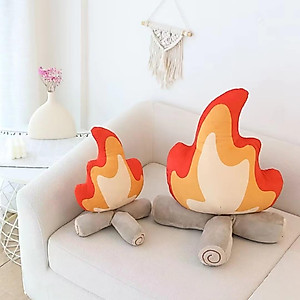 Hgplvxj Simulation Campfire Plush Pillow, Flame Stuffed Plush Toy Room Decoration Birthday Xmas Gift for Kids (11.8Inch)