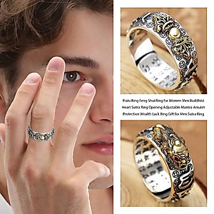 Feng Shui Ring Pixiu Ring Anillo Feng Shui Original Ring Mantra Amulet Protection Wealth Luck Ring Gifts for Men