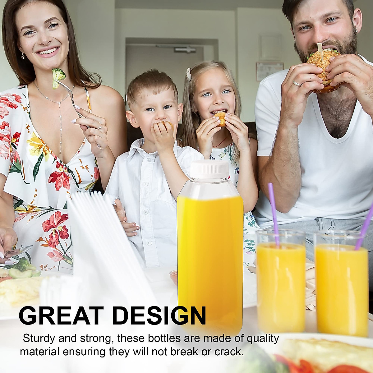 MT Products PET Plastic Juice Bottles 16 oz. - Clear Take-out Containers (Pack of 12) - Made in the USA