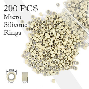 Neitsi Microlinks Hair Extensions Kit,Beads Hair Extensions Threader Pulling Hook Pliers,Micro Link Tools 200PCS Silicone Rings,Microlink Tool Kit Hair Feathers Extensions Kit (Beige)