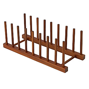 HBlife Teak Dish Plate Bowl Cup Book Pot Lid Cutting Board Drying Rack Stand Drainer Storage Holder Organizer Kitchen Cabinet（Keep Dry）
