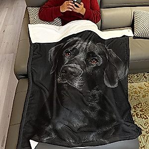 HommomH Black Lab Blanket, Gorgeous Labrador Dog Print, Soft Fluffy Fleece Throw 50"x60"