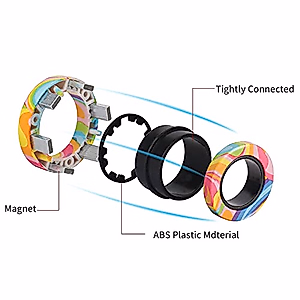 Magnetic Rings Fidget Toy Set, Idea ADHD Fidget Toys, Adult Fidget Magnets Spinner Rings for Anxiety Relief Therapy, Fidget Pack Great Gift for Adults Teens Kids (3PCS)