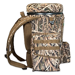 Peregrine Field Gear Insulated Organized Venture Bucket & Backpack Seat for Fishing/Hunting with Shadow Grass Blades Camouflage - 6 Gallon
