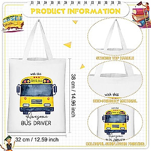 Unittype 4 Pieces Bus Driver Gift Bus Driver Appreciation Gifts Tote Bag Make up Bag Bus Driver Cosmetics Bag for Women Bus Driver