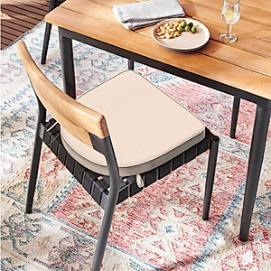 DYTXIII Set of 2 Outdoor Chair Cushions 19"x19"x2",Water Repellent Patio Seat Cushion with Ties and Removable Covers,Dining Chair Cushions for Indoor Kitchen Yard and Patio Furniture,Beige