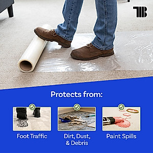 Carpet Protector Film 30" x 200' roll. Made in The USA! Easy Unwind, Clean Removal, Strong and Durable Carpet Protector. Clear, Self-Adhesive Surface Protective Film.