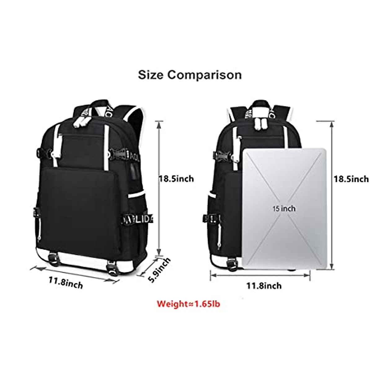 GENGX WesQi Teens Boys Yu-Gi-Oh Anime Backpack with USB Charging Port,Durable Travel Daypack Casual Bookbag for School